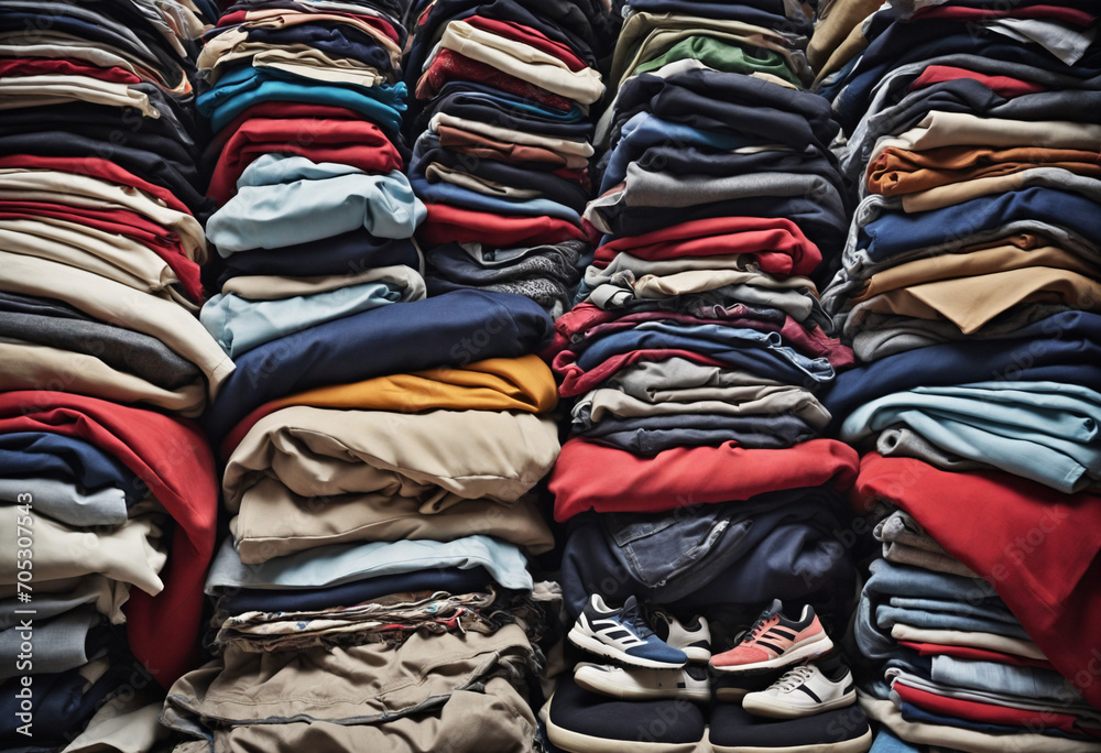 repurposed textile stack for climate conscious consumers. Stock Photo ...