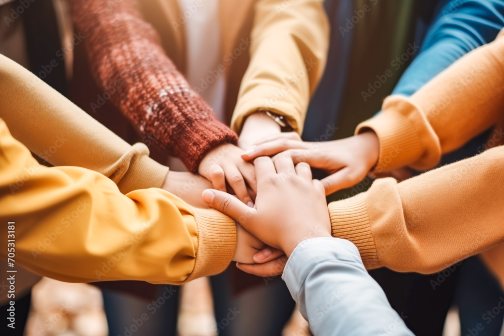 Group of volunteers joins hands together concept, Volunteer charity ...