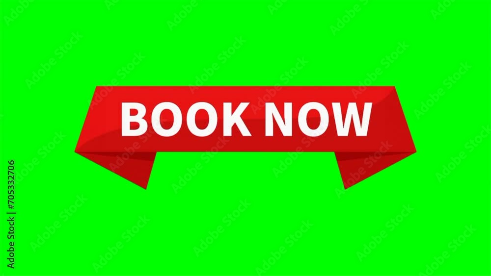Book Now Motion Video Red Rectangle Ribbon Shape On Green Screen ...