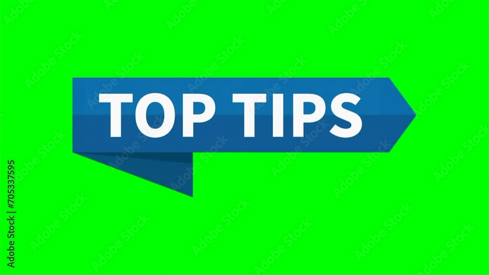 Top Tips Blue Ribbon Rectangle Shape On Green Screen Background For ...