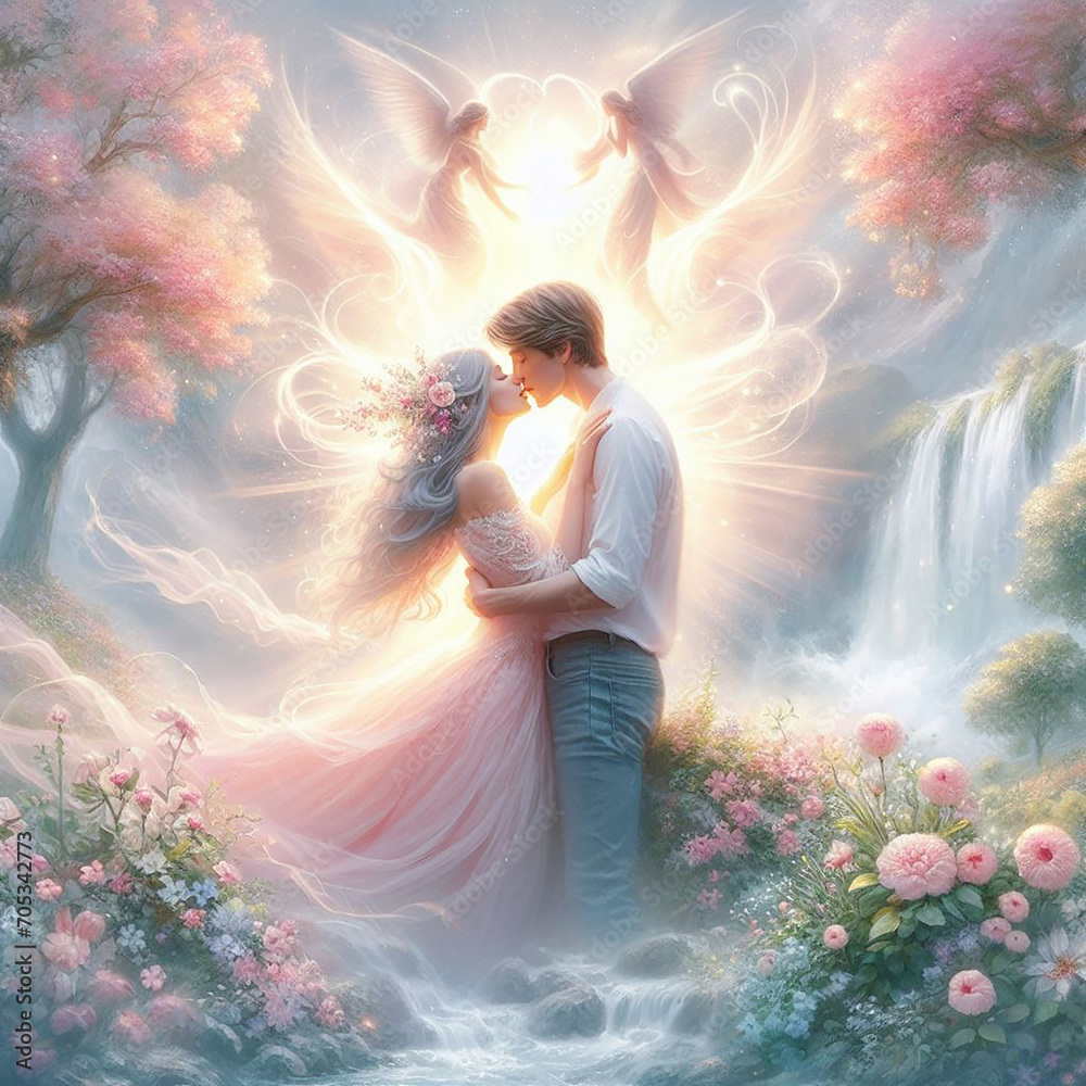 Twin flame couple. Soulmates. The concept of magical, esoteric, tantric ...