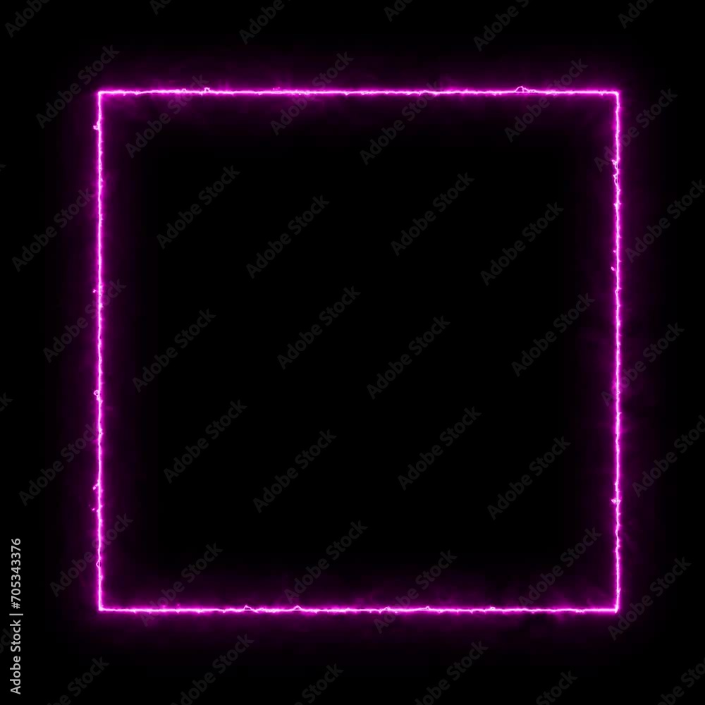 A square frame made of one pink energy neon flickering light. blinking ...