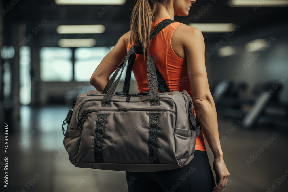 A person donning workout attire and grabbing a gym bag, illustrating ...