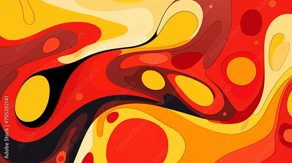 Abstract red and yellow design illustration, in the style of expressive ...