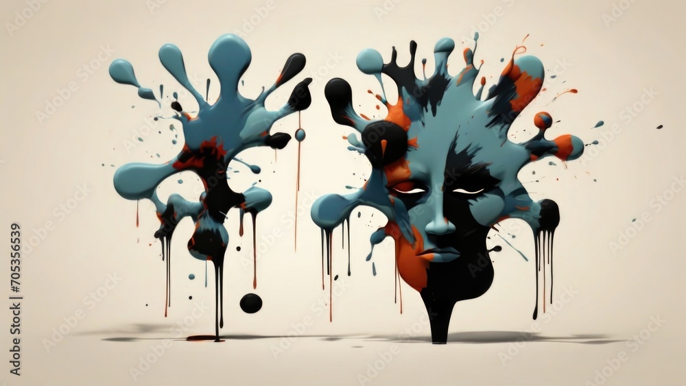 An inkblot test morphing into different shapes that embody different ...
