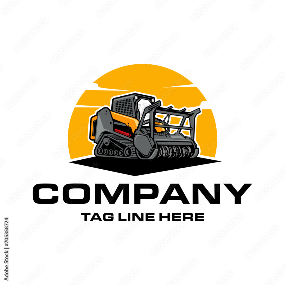 mulching machine illustration, Land Clearing Mulcher vector art Stock ...