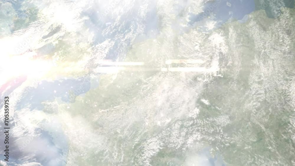 Zoom in from space and focus on Bad Neuenahr-Ahrweiler, Germany. 3D ...