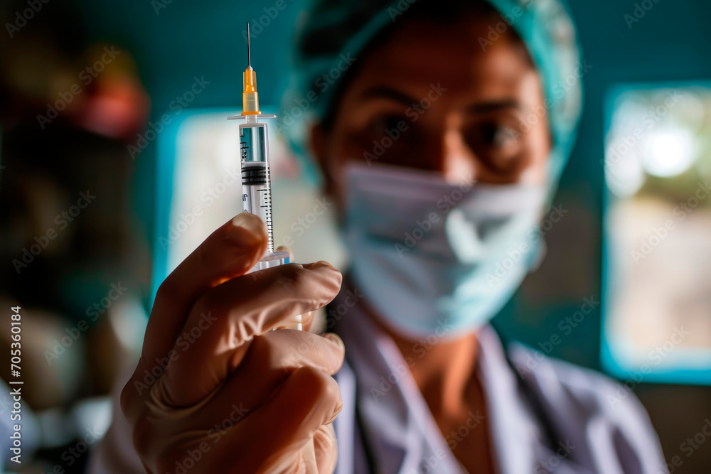 Vaccination Hero: A nurse holding a syringe in a hospital setting ...