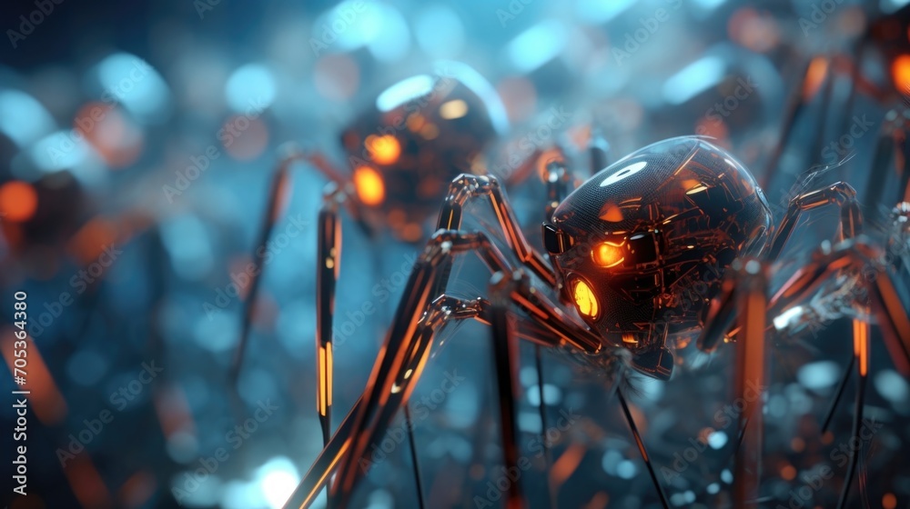 A swarm of insectlike creatures with metallic carapaces, equipped with ...