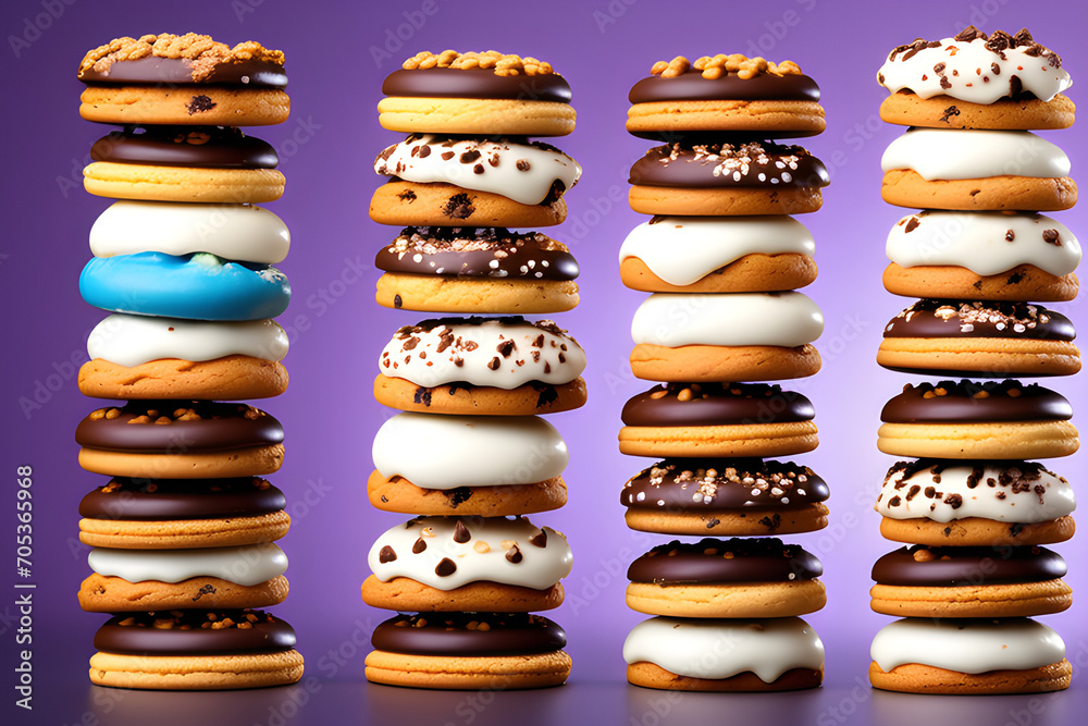 Chocolate chip cookie stack tower cutout for artwork - transparent ...