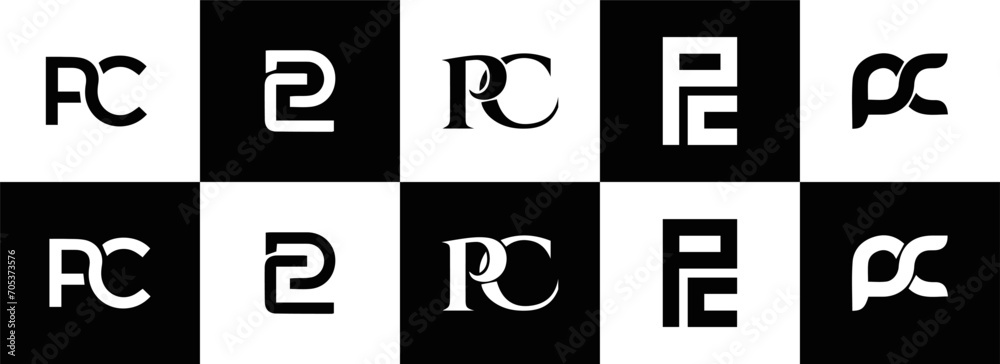 PC logo. P C design. White PC letter. PC, P C letter logo design ...