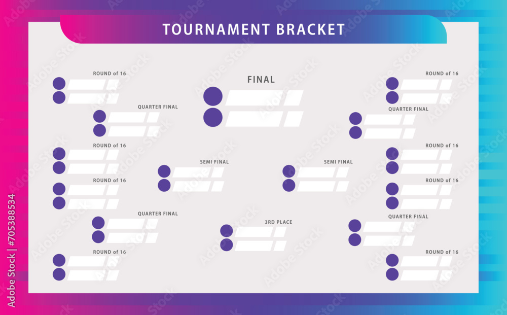 Gradient magenta and blue colored vector tournament bracket. Simple ...