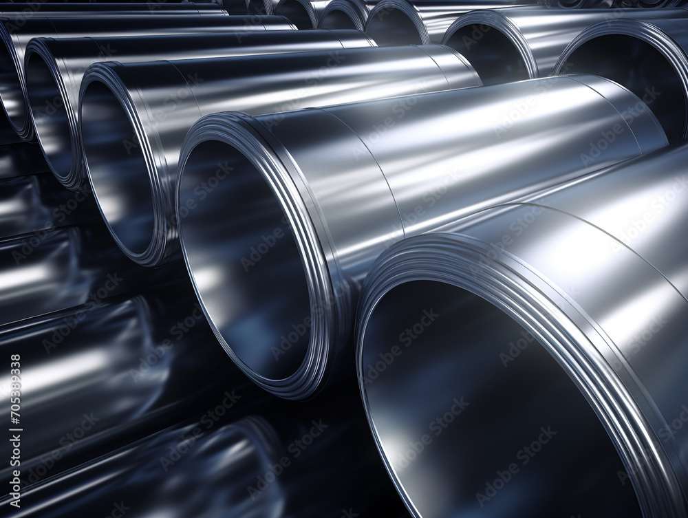 Glistening Silver Pipes: New Shiny Metallic Tubes Stacked in a Pile ...