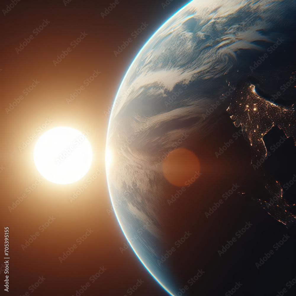 sun, earth and moon from space, sol, tierra y luna desde el espacio ...