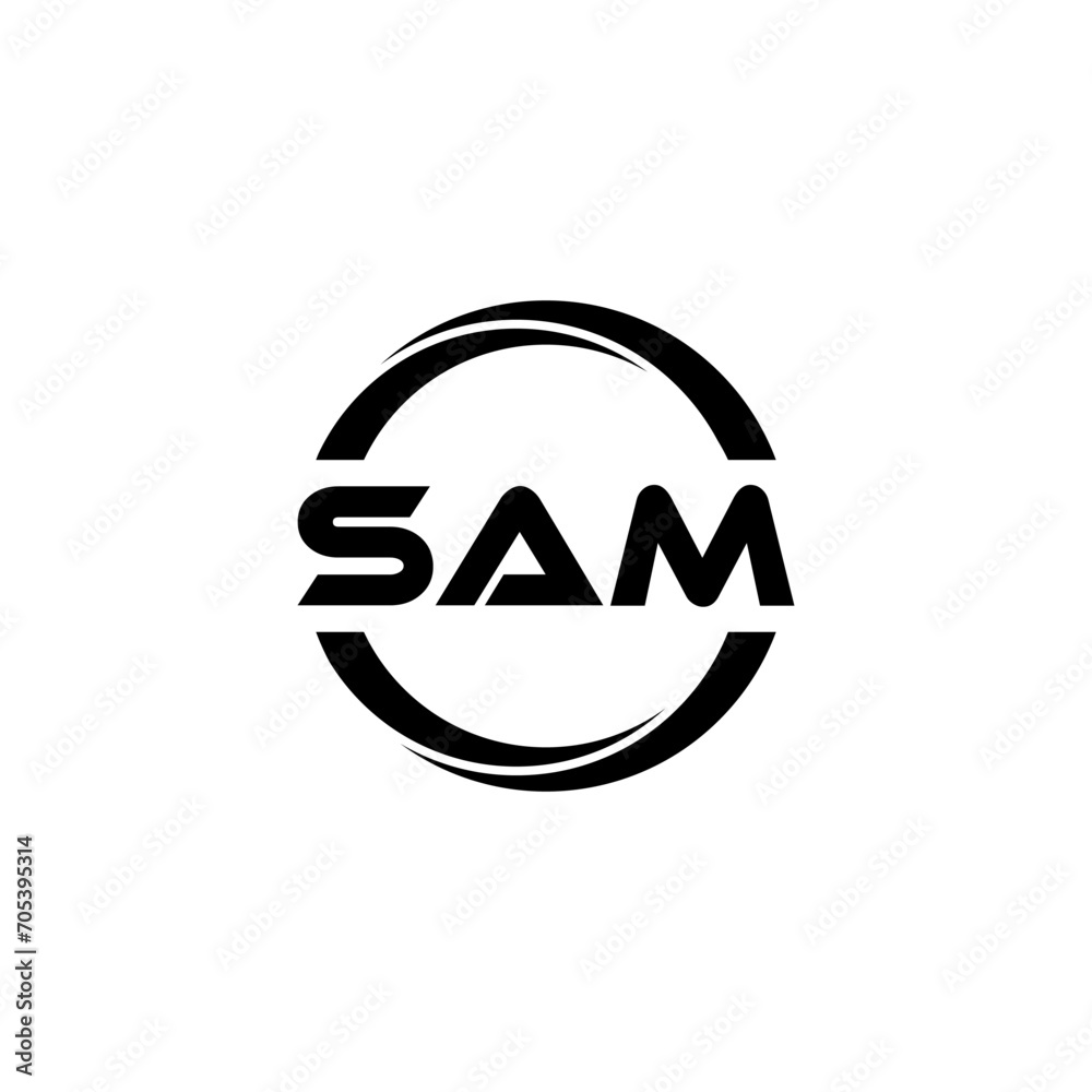 SAM letter logo design with white background in illustrator, cube logo ...