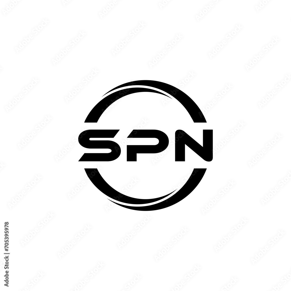 SPN letter logo design with white background in illustrator, cube logo ...