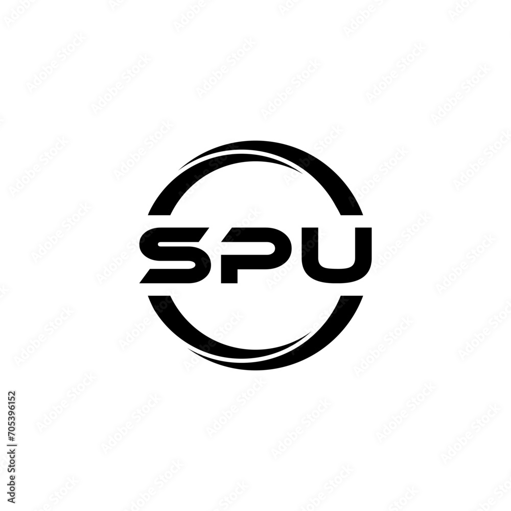 SPU letter logo design with white background in illustrator, cube logo ...