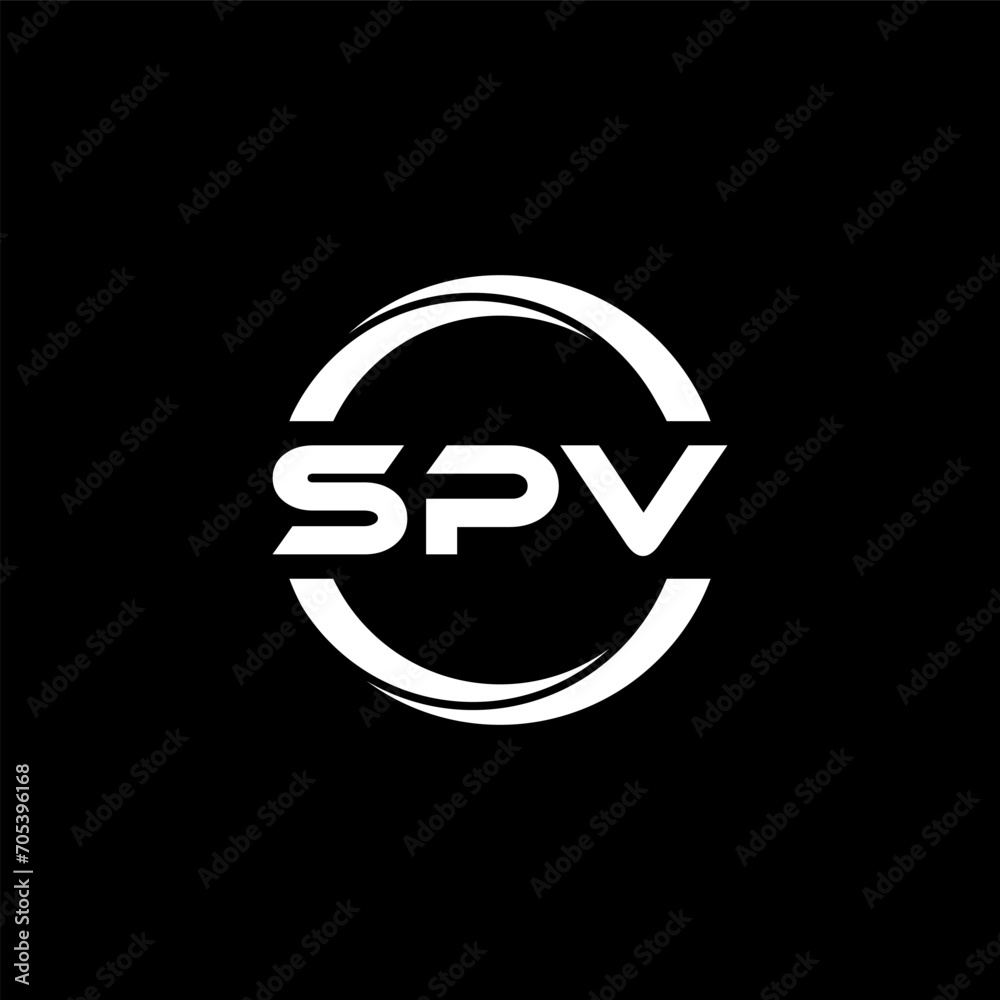 SPV letter logo design with black background in illustrator, cube logo ...