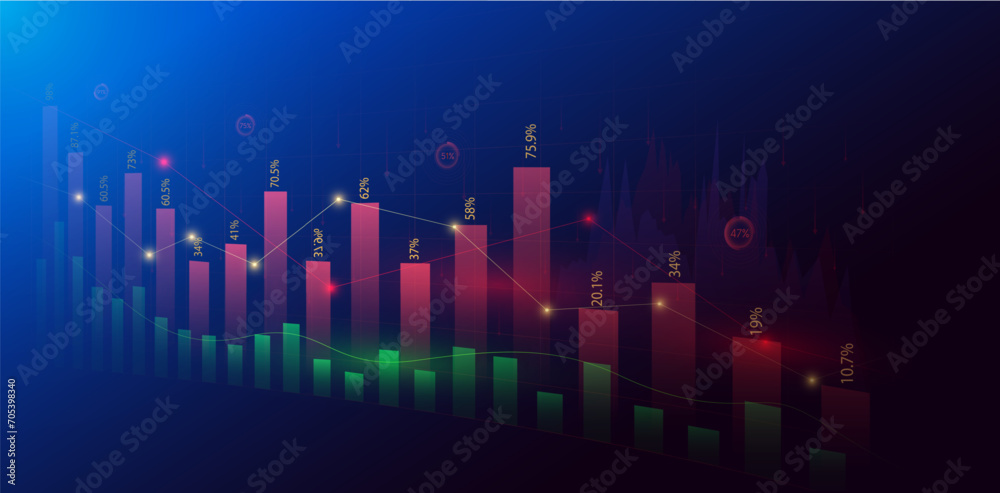 Chart stock market red green. Analysis candlestick up trend of graph ...