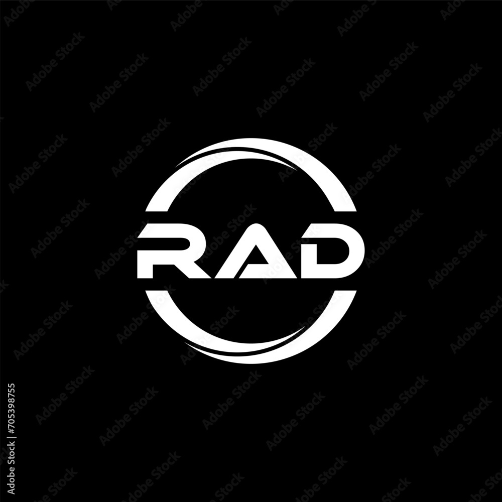 Vecteur Stock RAD letter logo design with black background in ...