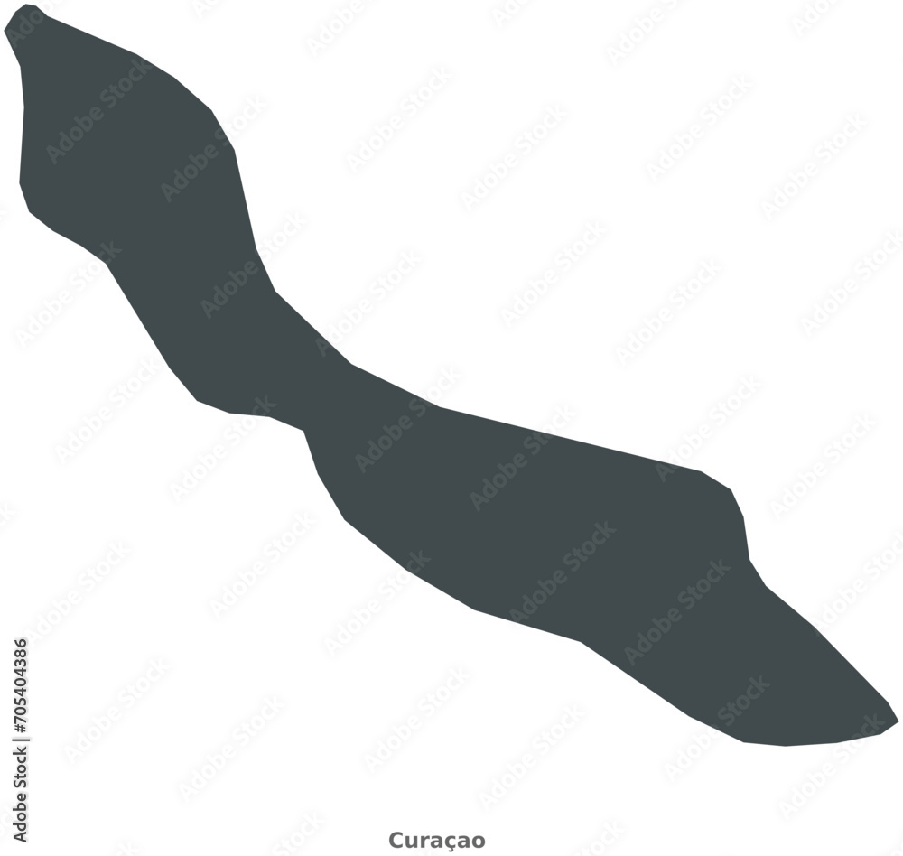 Map of Curacao. A country in the Caribbean. Elegant Black Edition ...