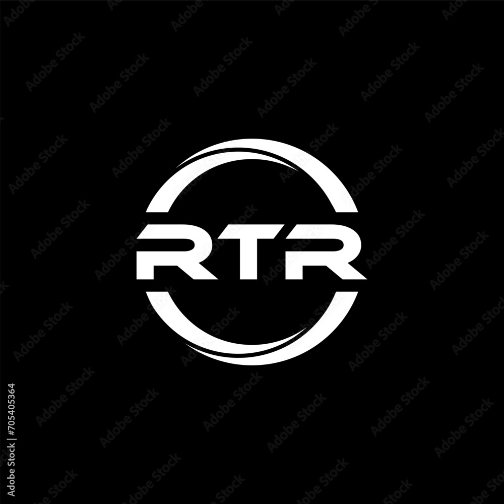 RTR letter logo design with black background in illustrator, cube logo ...