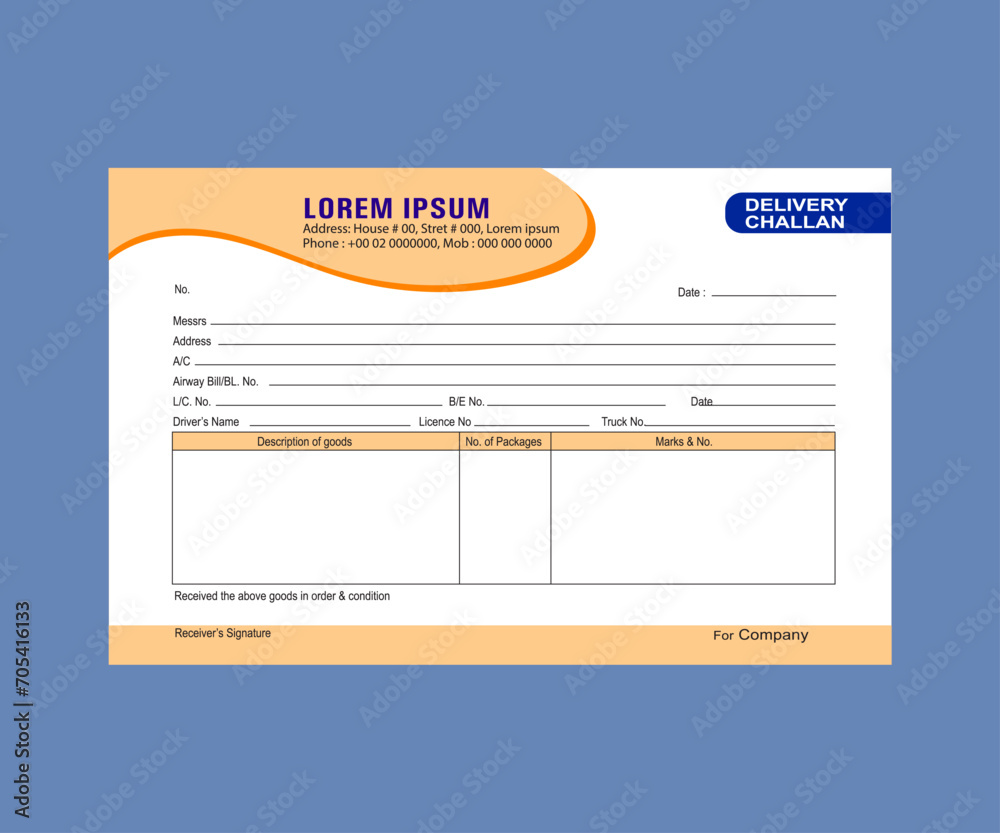 bill challan template design, Challan, Delivery Challan, Challan Form ...