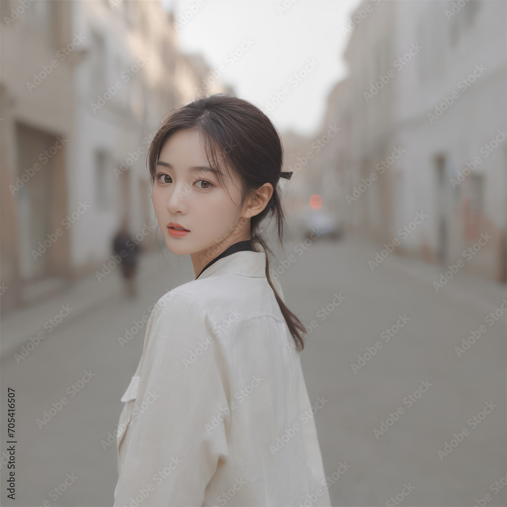 ai asian girl korean model portrait Stock Photo | Adobe Stock