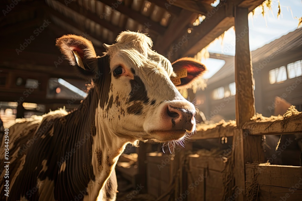 cow close-up, cattle, livestock, the muzzle of an animal, head with ...