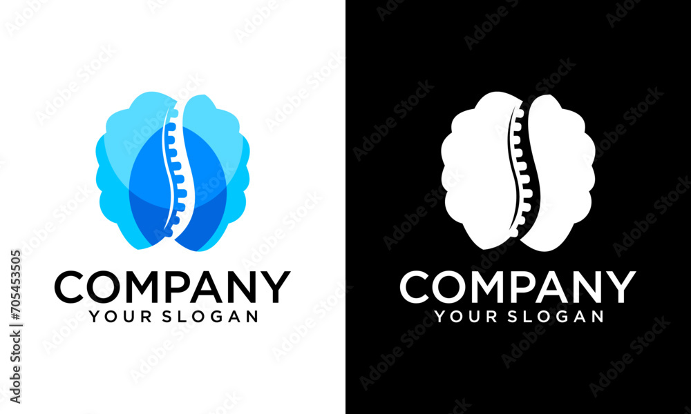 Vetor de Creative Modern brain and spine logo design template. Brain ...