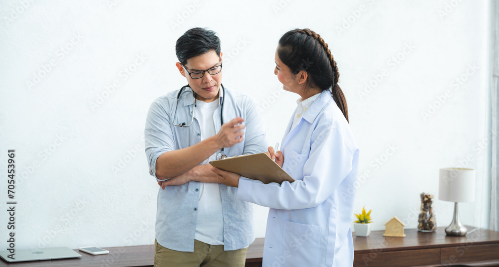 Doctor checking consultation with patient for checkup. work on ...