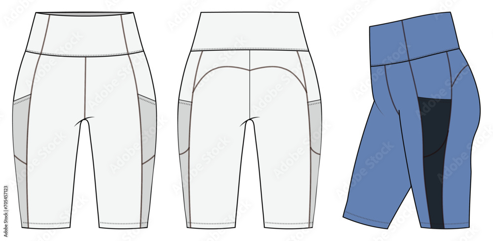 Women’s Sports legging, Fashion Flat Sketch Vector Illustration, CAD ...