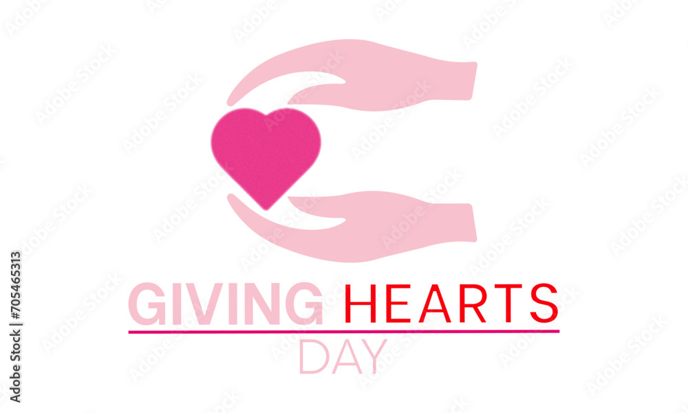 Giving Hearts Day celebrated every year on February 8. Vector banner ...