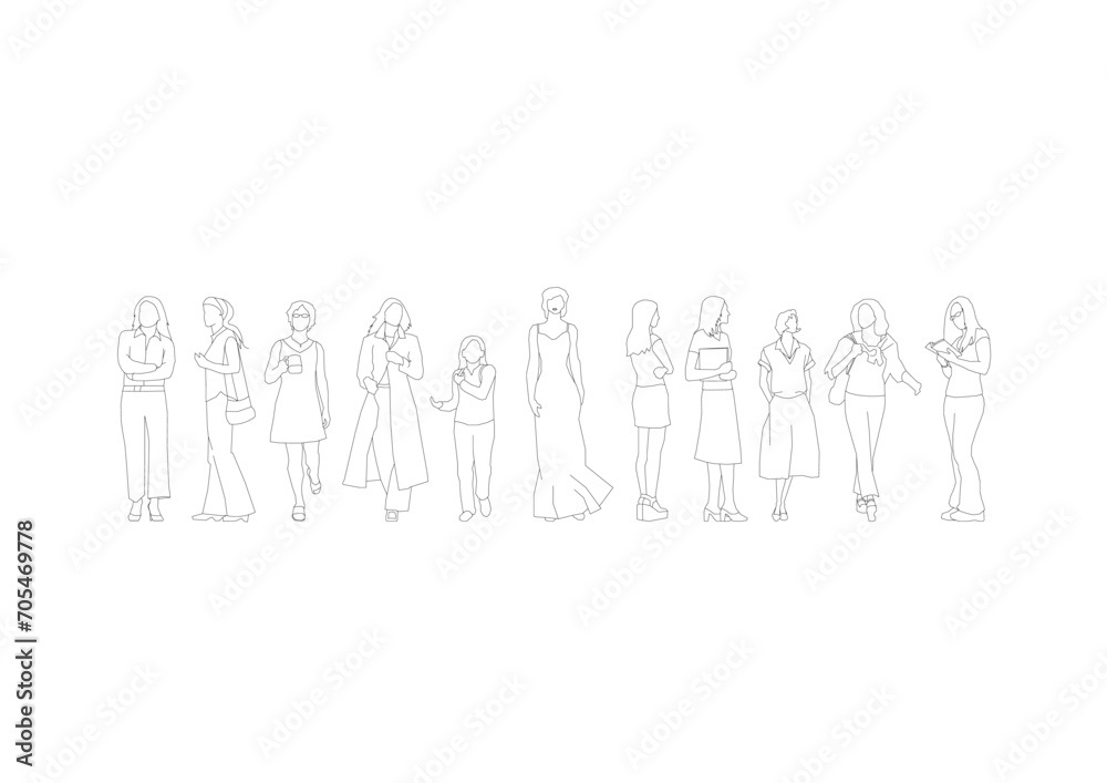 outline people drawing man woman vector illustration. isolated graphic ...