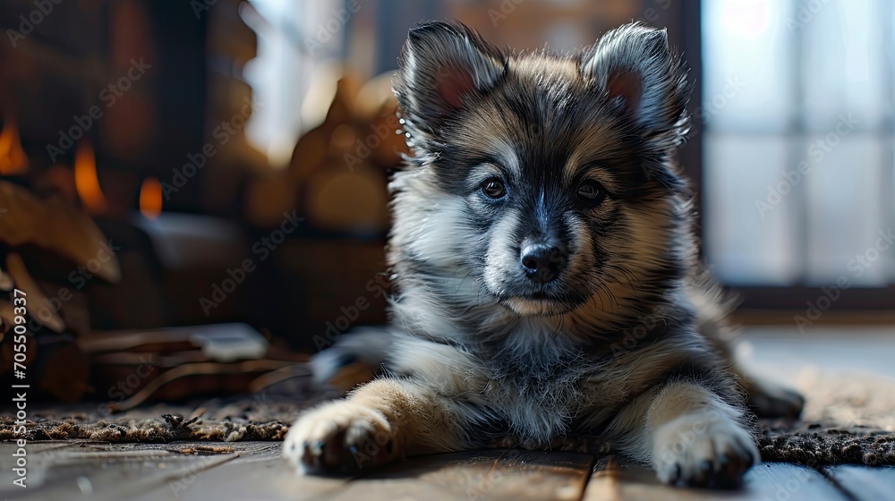 Adorable Fluffy Pomsky Dog Pup Sitting, Desktop Wallpaper Backgrounds ...
