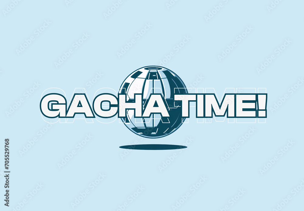 Floating Futuristic Gacha Ball on Light Blue Background, with 'Gacha ...