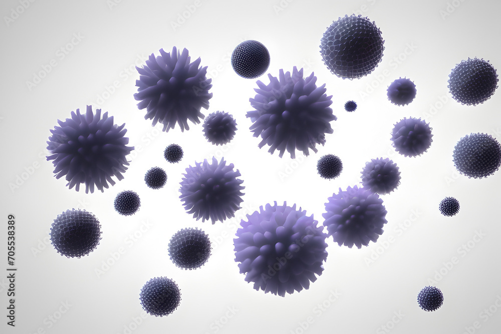 3D render models of Infectious Bacteria Pathogen Viruses floating in ...