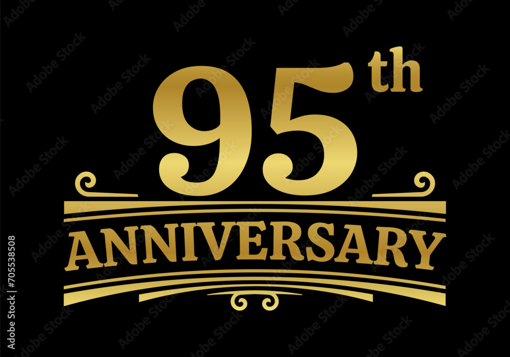 95 years anniversary logo, icon or badge. 95th birthday, jubilee ...