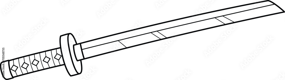 Ninja Katana Isolated Coloring Page for Kids Stock Vector | Adobe Stock