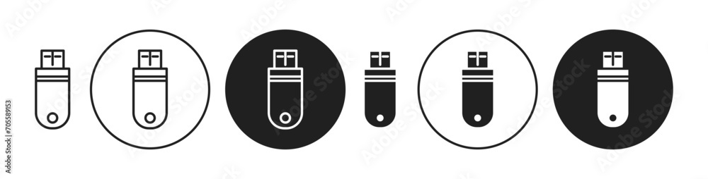 Inclined Pendrive Vector Illustration Set. New Technology Pendrive ...