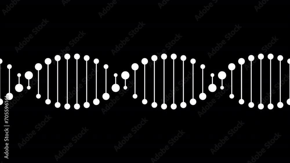 Vector genetic abstract video with alpha channel. Flat white DNA spiral ...