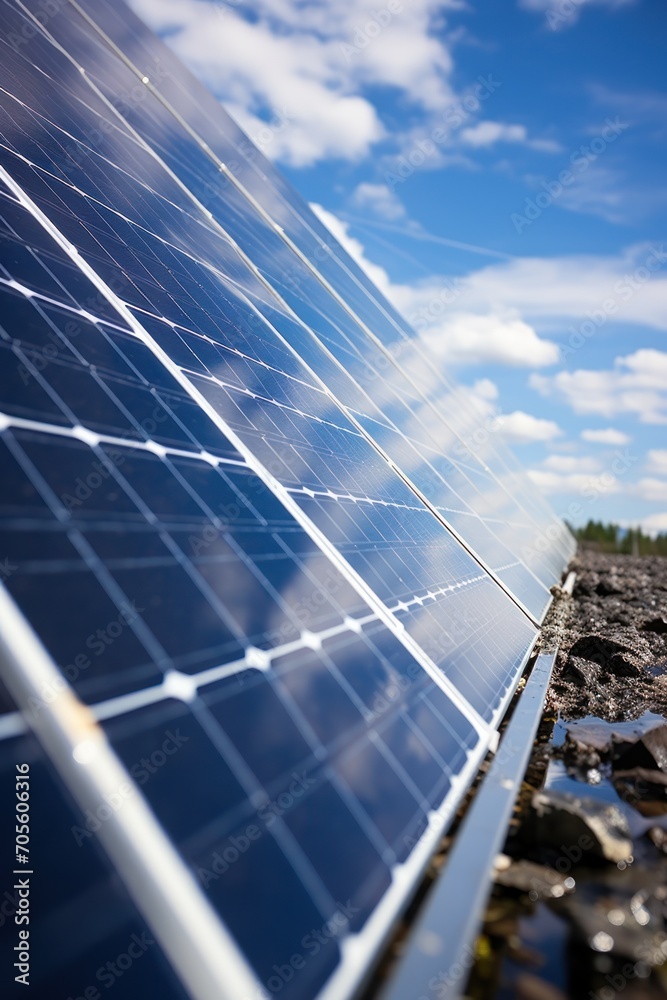Detail of a photovoltaic solar panel army core of engineers chena lakes ...