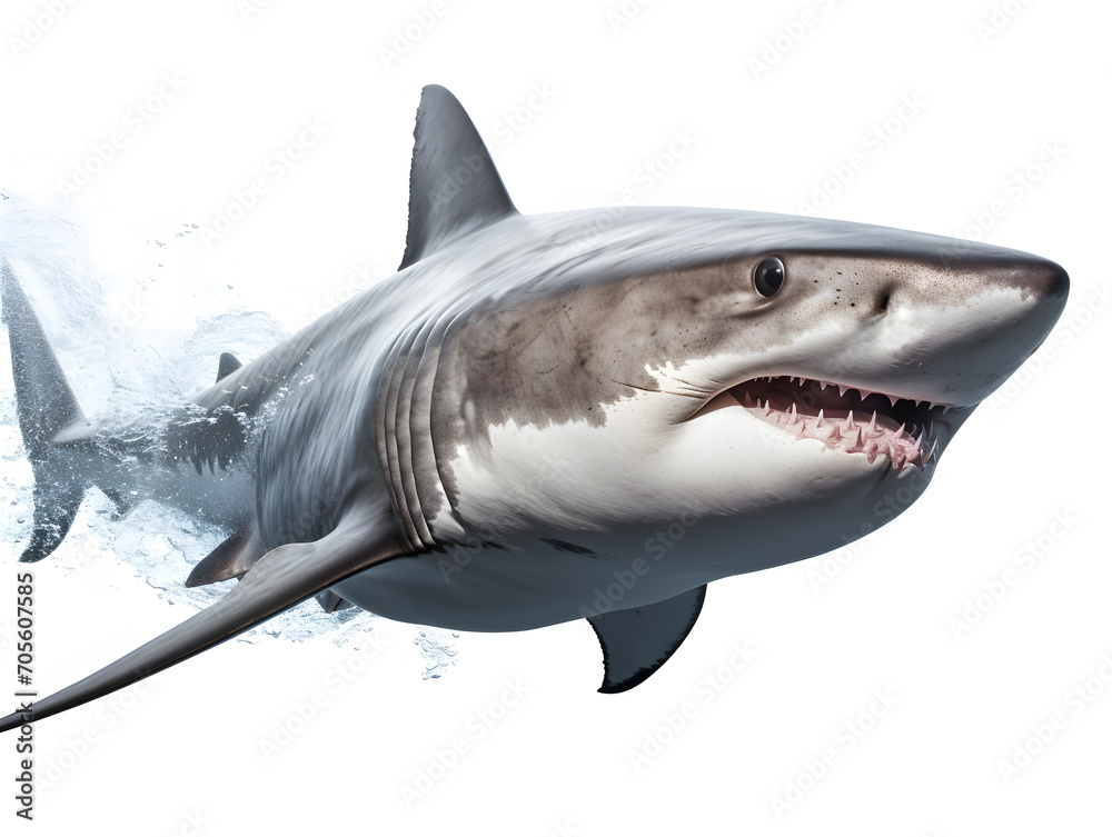 Great white shark. Realistic illustration of a predatory fish. Edited ...