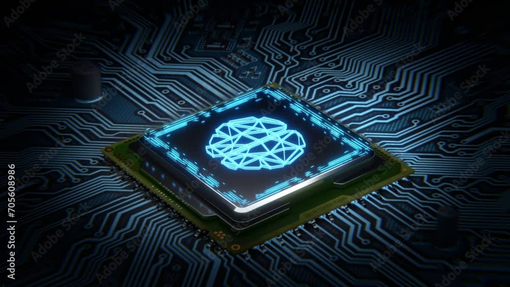 Vidéo Stock 3D render AI artificial intelligence concept against random ...