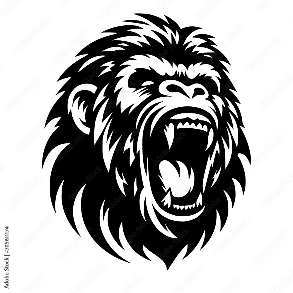 Vector logo of a raging gorilla. Professional logo of a chimpanzee ...