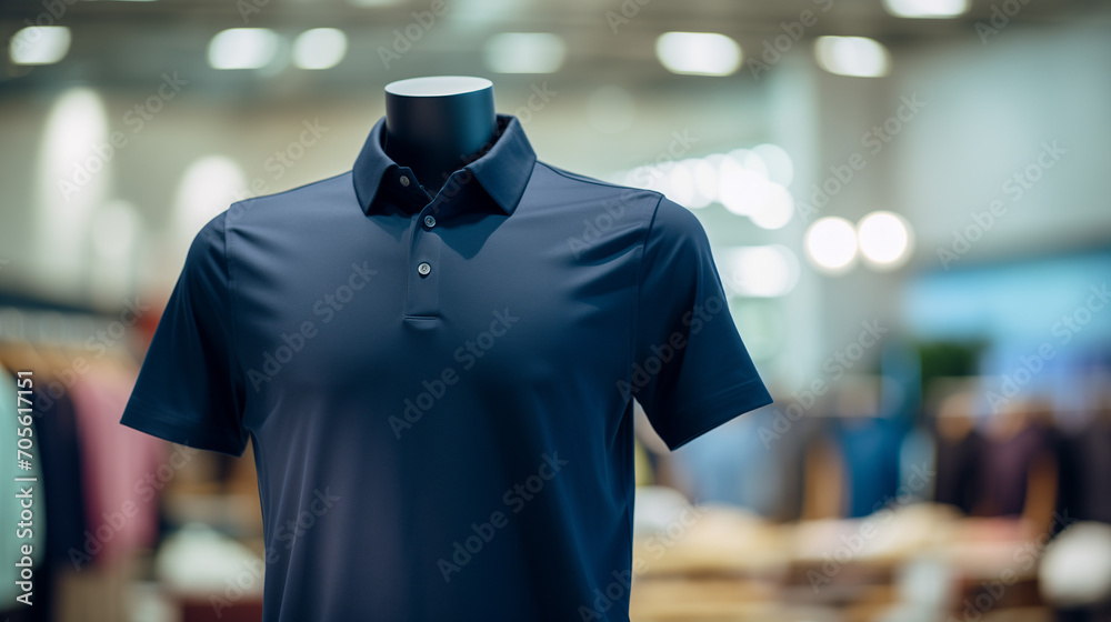 mannequin dressed in a shirt, Dark blue polo shirt worn on a mannequin ...
