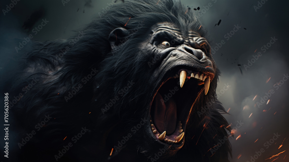 Foto de Silverback - adult male of a gorilla face. A gorilla appears to ...