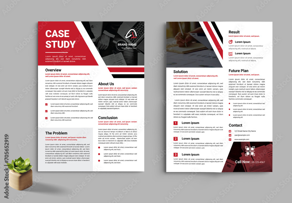 Black & Red Case Study Design Stock Template | Adobe Stock