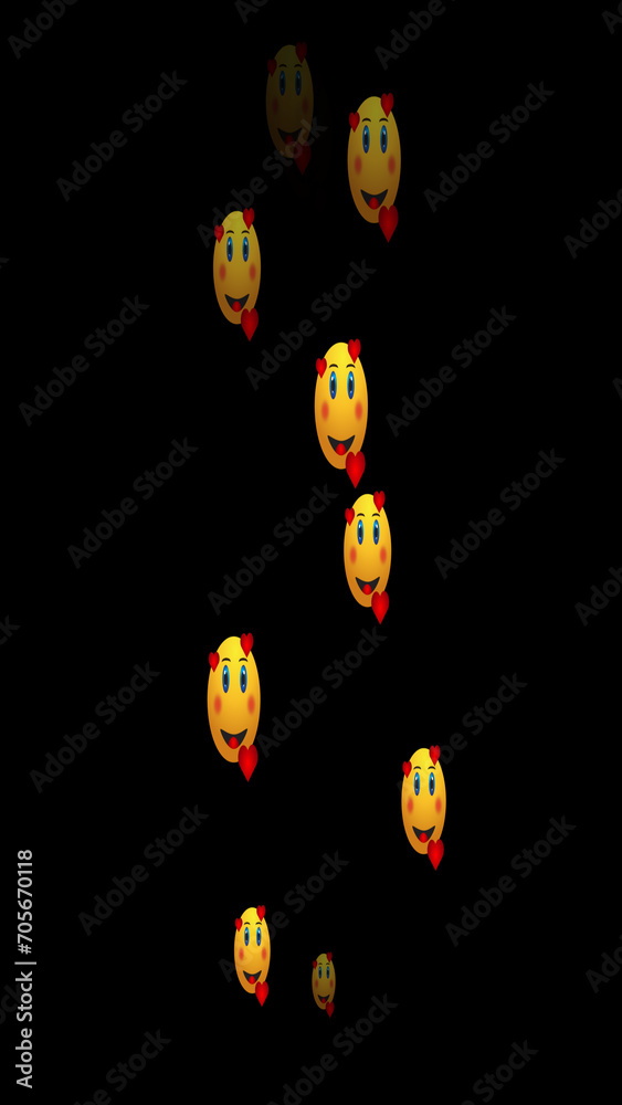 Vertical illustration of live reactions of happy emoji icons in an ...