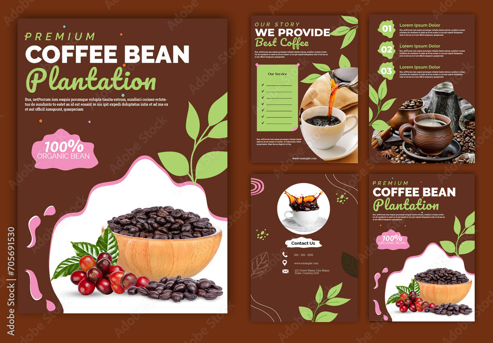 Coffee Bean Plantation Flyer Template Stock Template | Adobe Stock